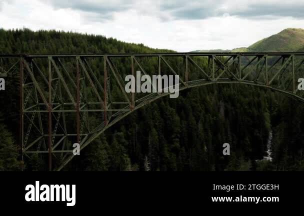 aerial footage 4k of The High Steel Bridge is a truss arch bridge that ...