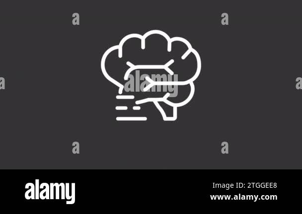 Animated brain white line icon. Cognitive process. Human body organ ...