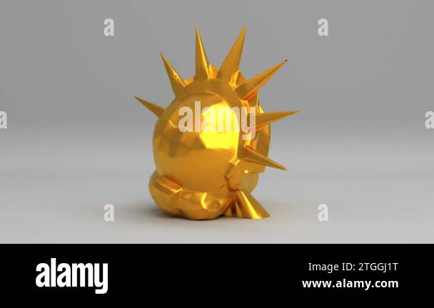 Rotating golden head statue of liberty seamless looping animated ...