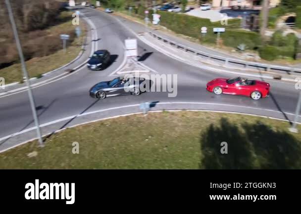 ROME, ITALY - NOVEMBER 7, 2022: Ferrari and Lamborghini sports cars ...