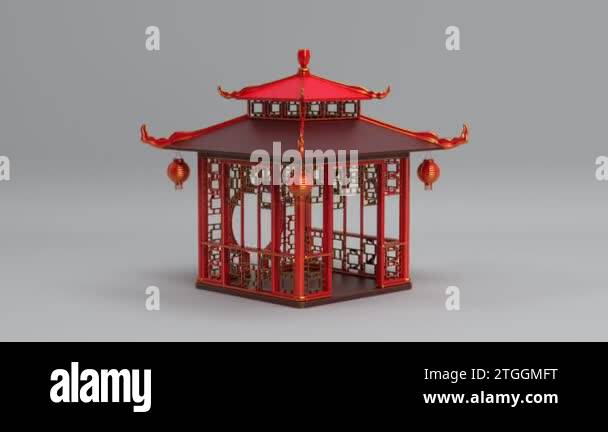 Rotating asian chinese wooden gazebo in garden, china arbor or oriental ...