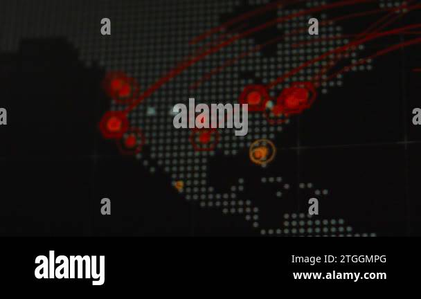 World map with different targets for cyber attack. Hacking and ...