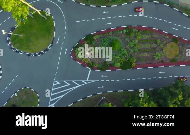 Karting Motion on asphalt road with white markings. Karting Attraction ...