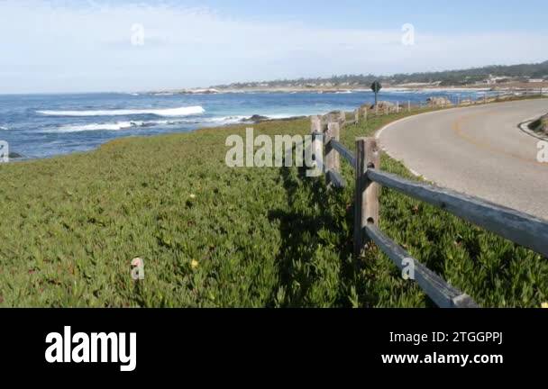 17-mile drive scenic road, Monterey, California USA. Trip along ocean ...