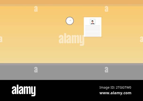 Female teacher with blackboard and classroom interior 4K animation ...