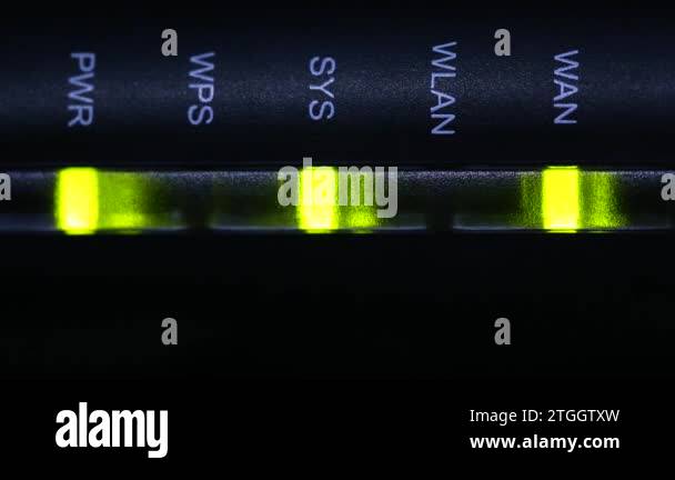 The flickering lights of the Internet equipment (Wi-Fi, Wireless router ...