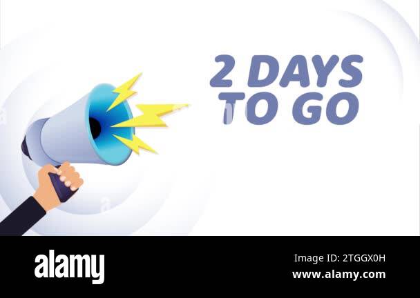 Hand hold megaphone. 2 days to go, realistic 3d megaphone, loudspeaker ...