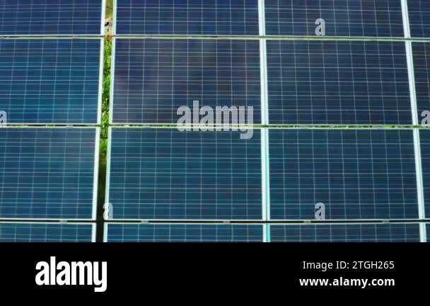 Solar cells installed in rows generate alternative energy at electrical ...