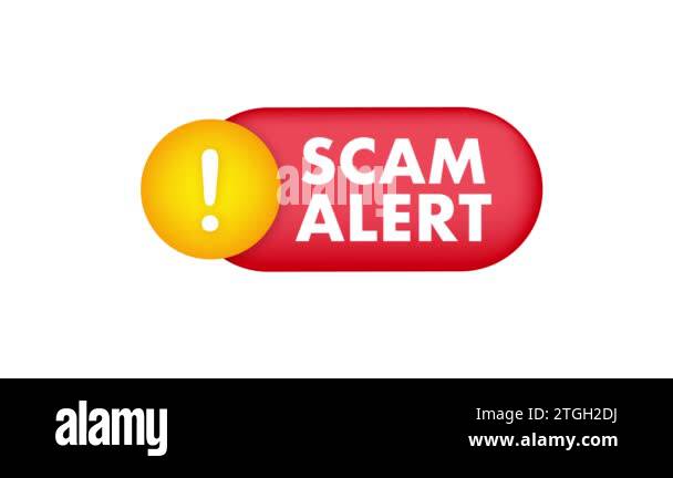 Banner with red scam alert. Attention sign. Cyber security icon ...