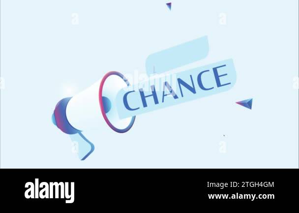 Last chance text with 3d realistic megaphone animation. Megaphone sign ...