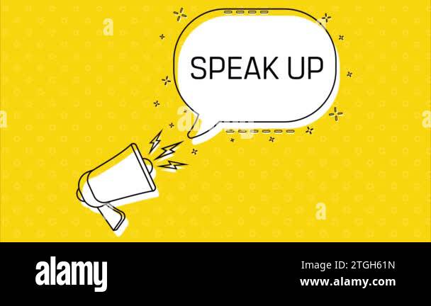 Speak up. Megaphone and yellow speech bubble with quote. Blog ...