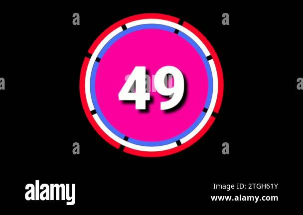 Simple cartoon countdown from 60 to 1. with a rotating circle frame ...