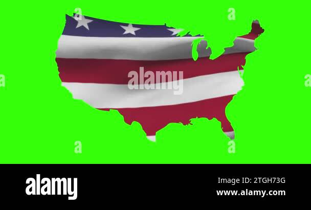 USA United States country shape outline on green screen with national ...