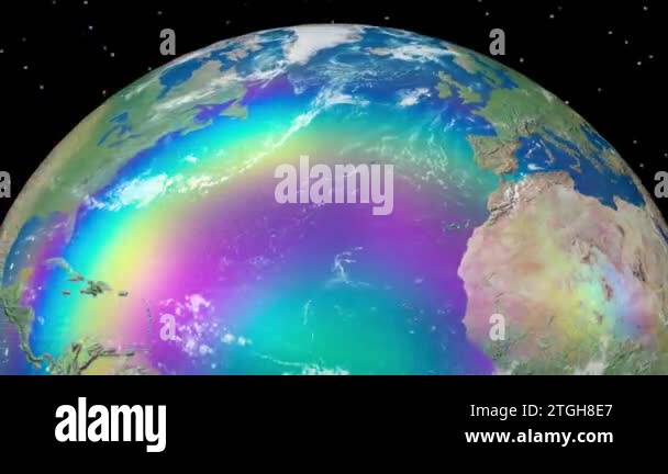 Rotating Earth planet in night sky with stars, Earth day holiday ...