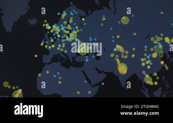 World map with different targets for cyber attack. Hacking and ...
