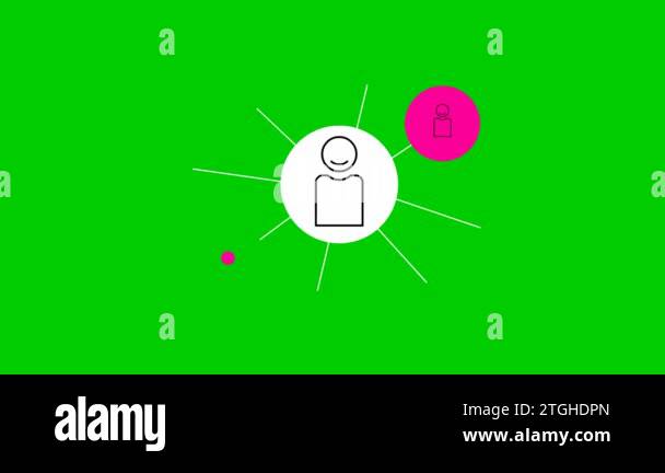 Animated pink symbol of people connect among themselves. Concept of ...