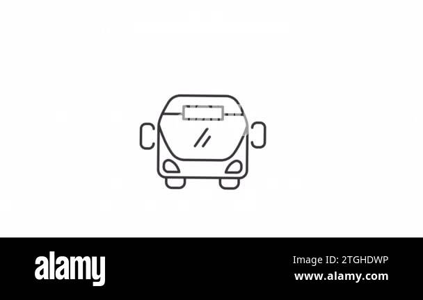 Animated public transit linear icon. Electric bus en-route charging ...