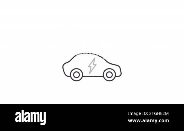 Animated charger use linear icon. Using EV charging stations at work ...