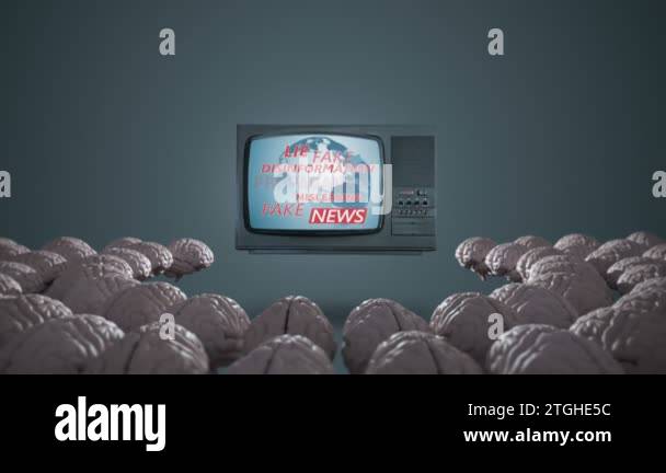 Fake news on TV screen. Concept of influence of media on people ...