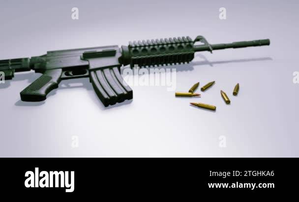 3d render animation of isolated assault rifle M4 carbine Stock Video ...
