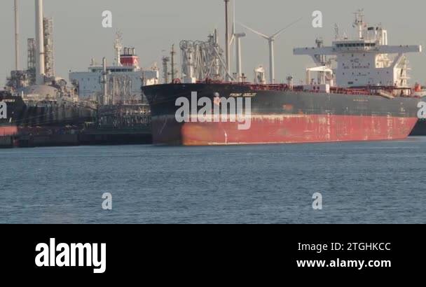 Rotterdam, The Netherlands - Circa 2019: Tanker ships and oil storage ...