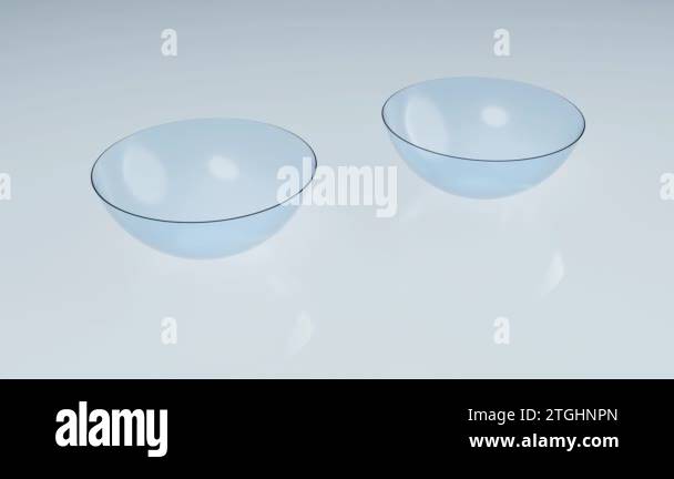 Couple of contact lens on clean reflection floor in laboratory. Optics ...