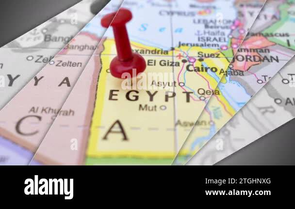 A Elegant Slide Animation of Push Pin Pointing Geographic Area Egypt on ...