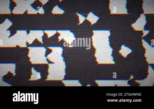 Glitchy monochrome bad tv interference blocks, old tv effect. Abstract ...