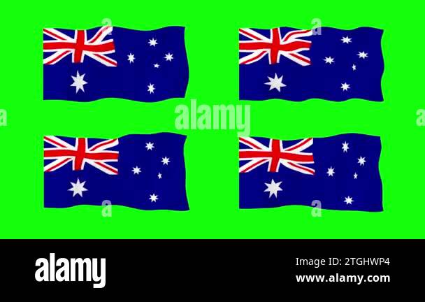 Australia Waving Flag 2D Animation on Green Screen Background. Looping ...