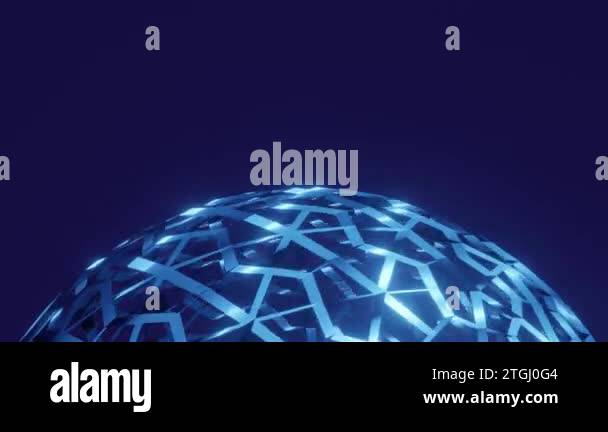 Rotating abstract sphere in 3D space. Shallow motion with empty space ...