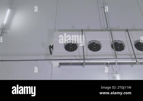 Cooling system in stock. Modern climate system in a grocery warehouse ...