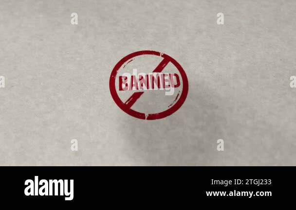 Banned stamp loopable and seamless animation. Hand stamping impact. Ban ...