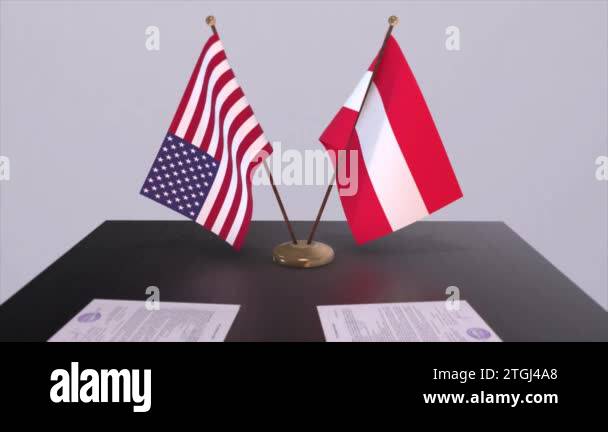 Austria and USA at the negotiating table, a diplomatic deal. Business ...