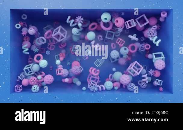 Abstract Floating Objects Colliding With Each Other 4k Cgi Animation Trendy Backgrounds Stock
