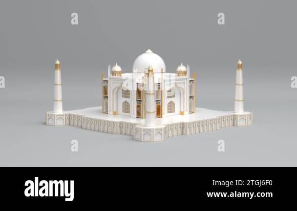 White and gold rotating taj mahal or mumtaz mahal marble monument ...
