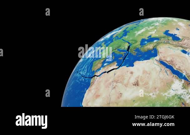 Apocalyptic destroyed shattered Earth planet with fragile debris or ...