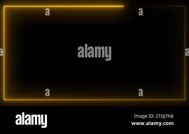 Orange moving color rectangle neon frame box animation seamless loop ...