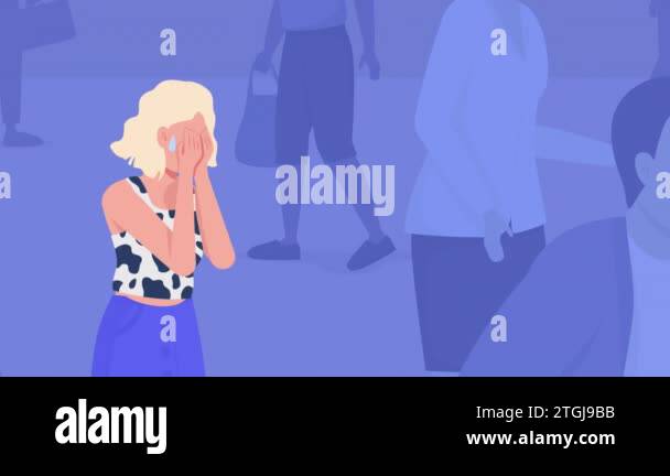 Animated feeling lost illustration. Anxiety attack on street. Fear of ...