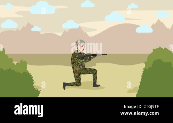 Soldier training with an assault rifle on a parade ground 4K footage ...