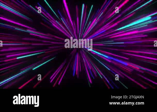 Light Speed Animation neon stripes of different colors on a black ...
