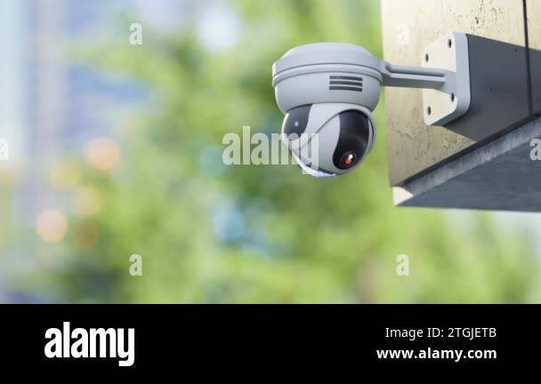 CCTV camera installed on wall of the building. controlled in all ...