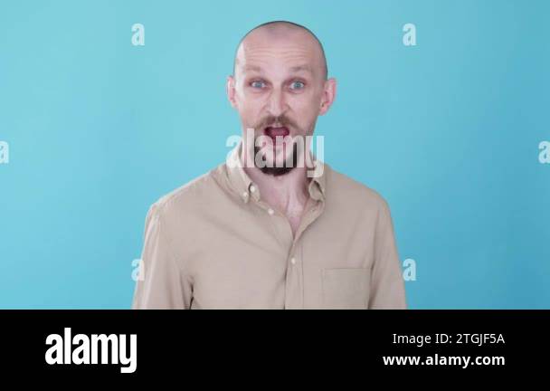 Excited man. Wow emotion. Positive surprise. Boomerang animation ...