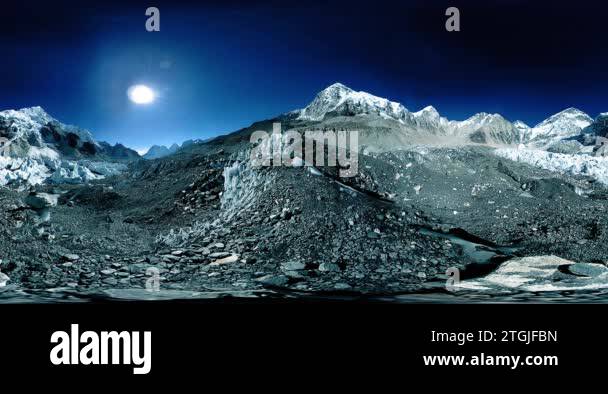 360 vr panoramic view of the Everest Base camp place. Mount Everest ...