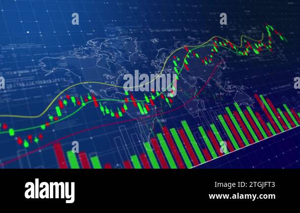 Stock market data chart K-line change trend chart Stock Video Footage ...