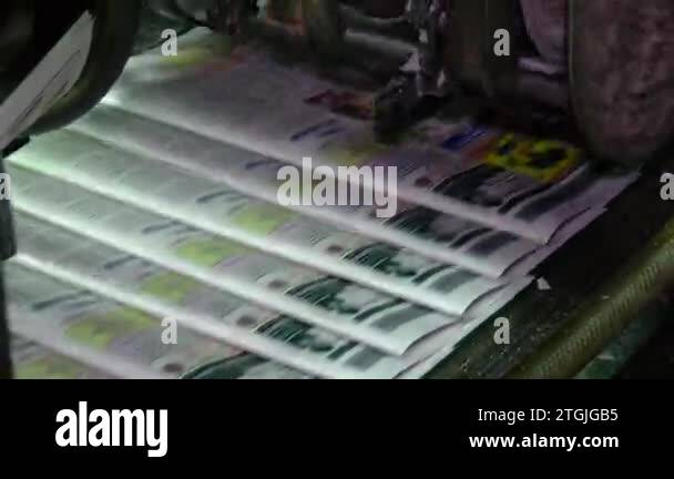 Paper production machine.printing house for the creation of newspapers ...