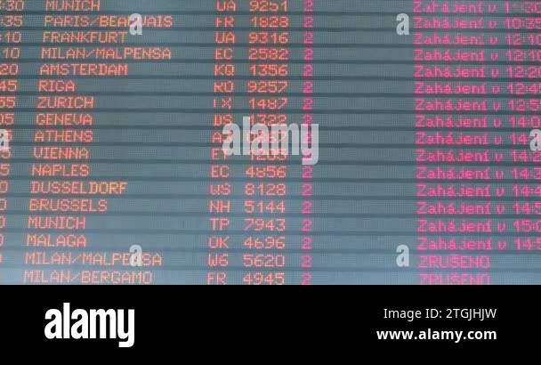 List cities and flight numbers in line gate open. Time control by ...