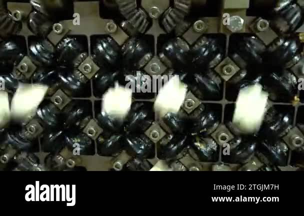 Close Up Footage of the Automatic Machine Production Process at a ...