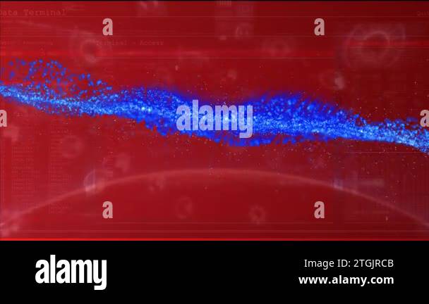 Blue digital wave against multiple round scanners and data processing ...
