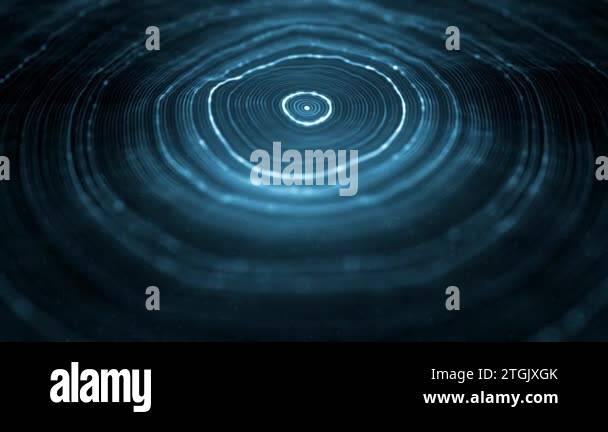Abstract Digital Concentric Rings And Data Lines Loop/ 4k animation of ...
