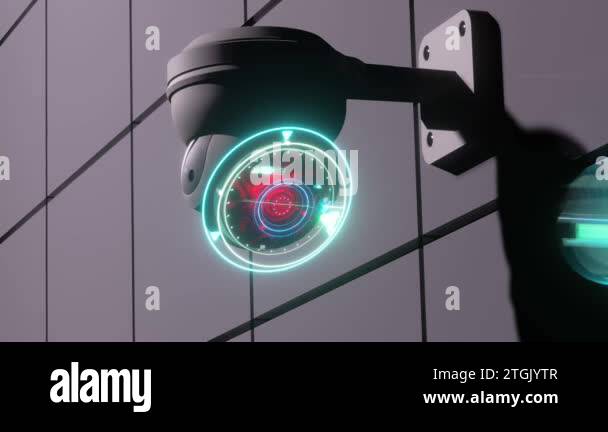 CCTV camera installed on wall of the building. Scan the area for ...